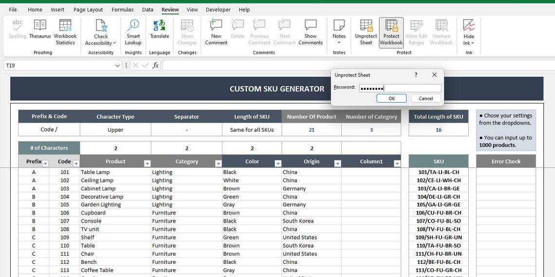 Custom SKU Generator: Excel Template for Inventory Management - Etsy