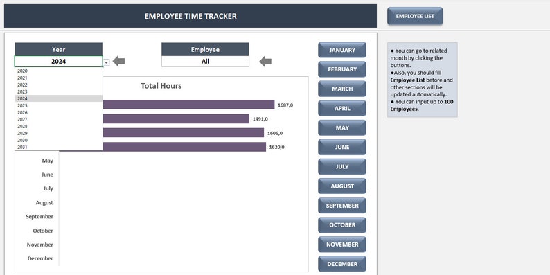 Employee Time Tracker Excel Template - Etsy