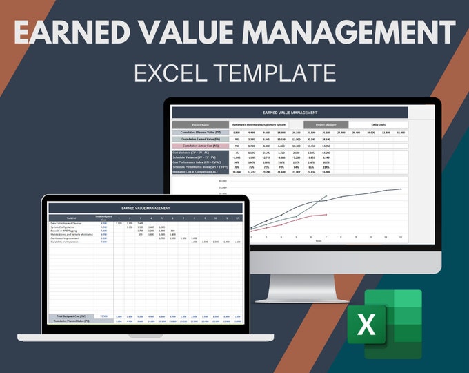 Earned Value Management: EVM Excel Template, Project Management - Etsy