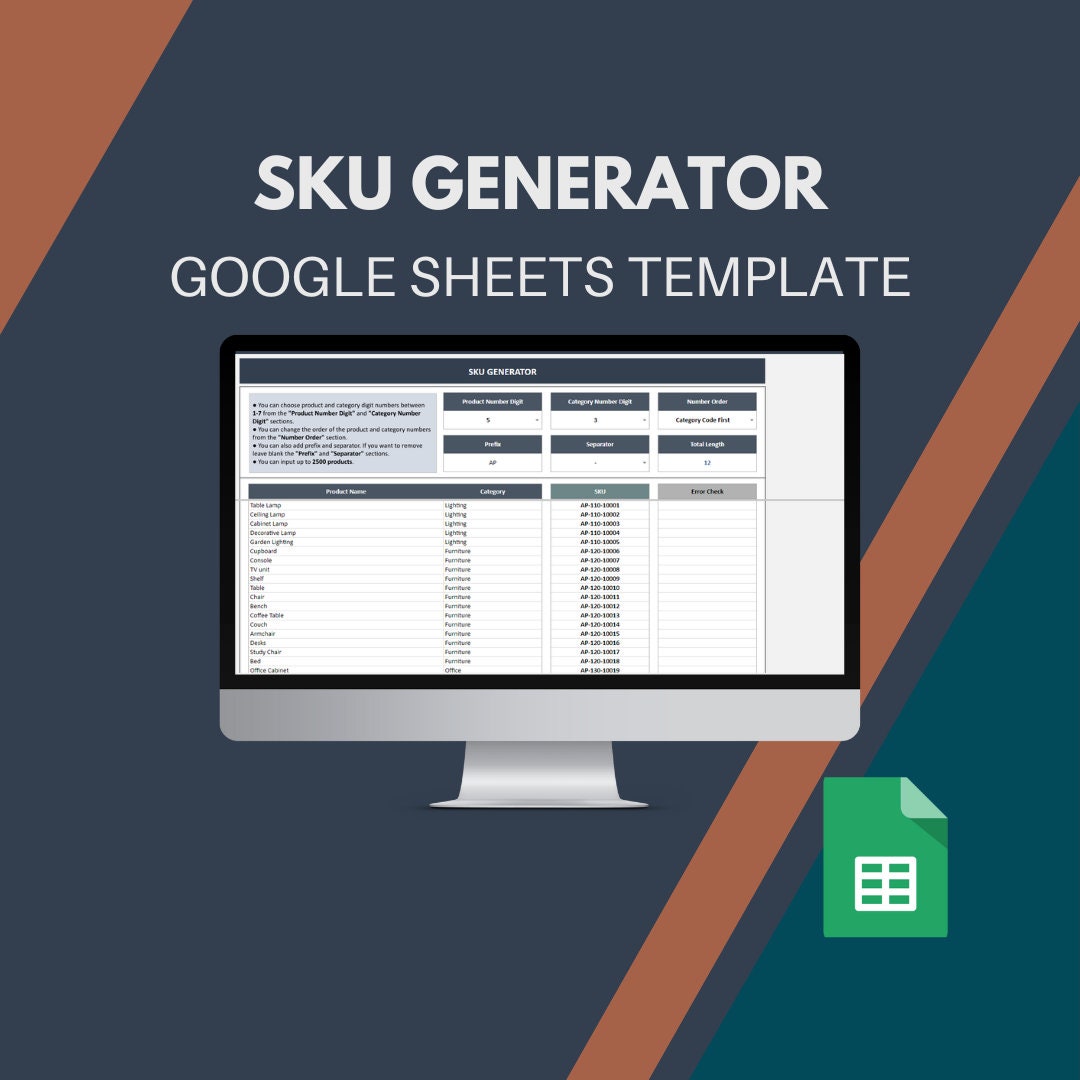 SKU Generator | Google Sheets Template | SKU Barcode Generator | SKU ...