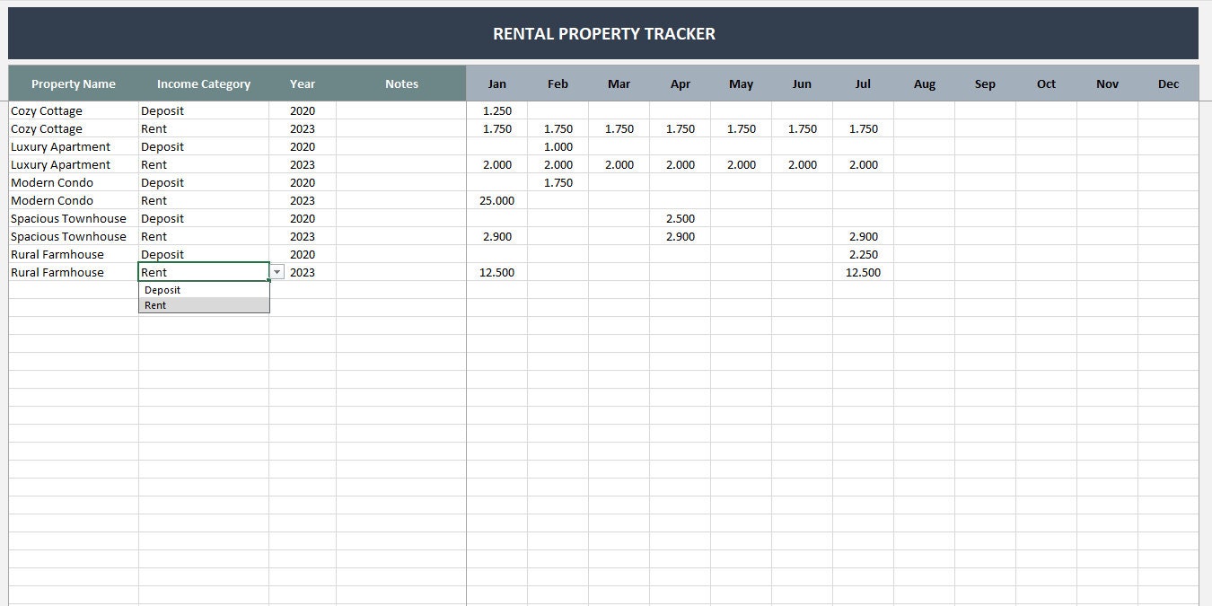 Rental Property Tracker: Excel Template for Landlords - Etsy