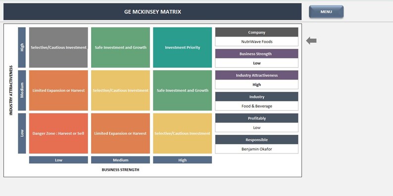GE Mckinsey Matrix Excel Template: Strategic Planning Tool (digital ...