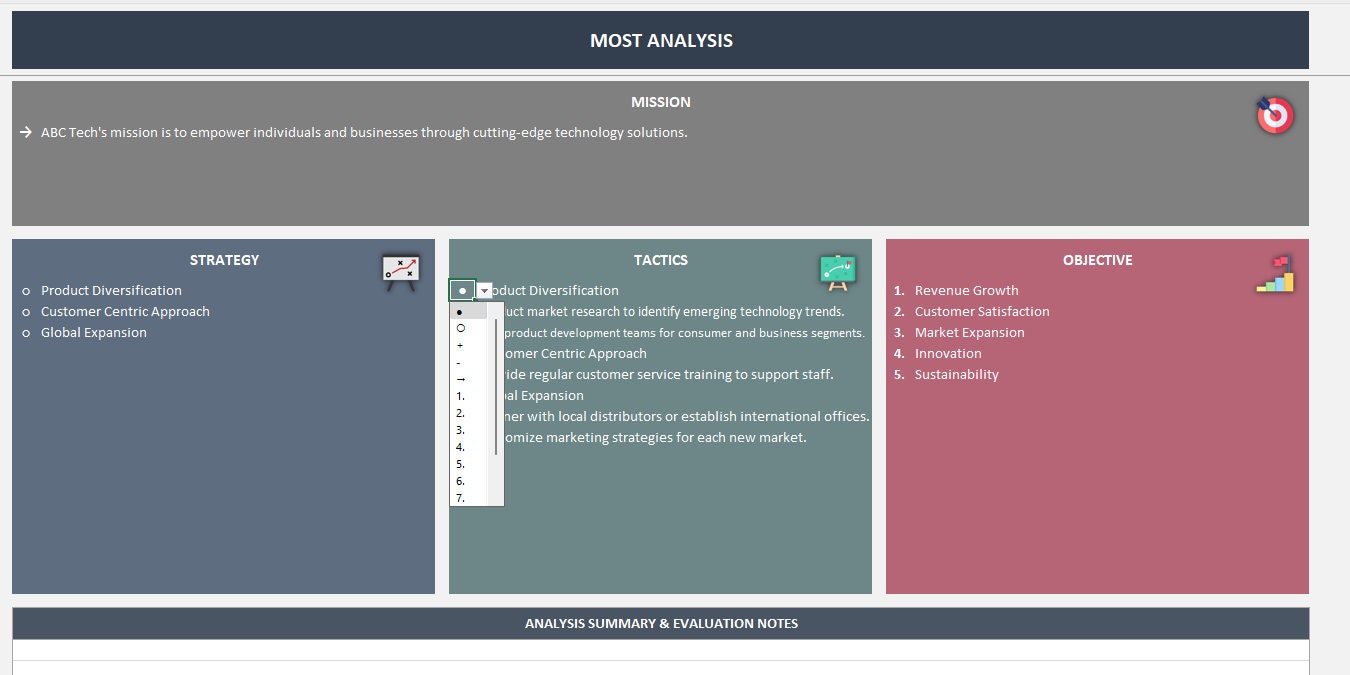 MOST Analysis Excel Template MOST Framework SWOT Analysis Business ...