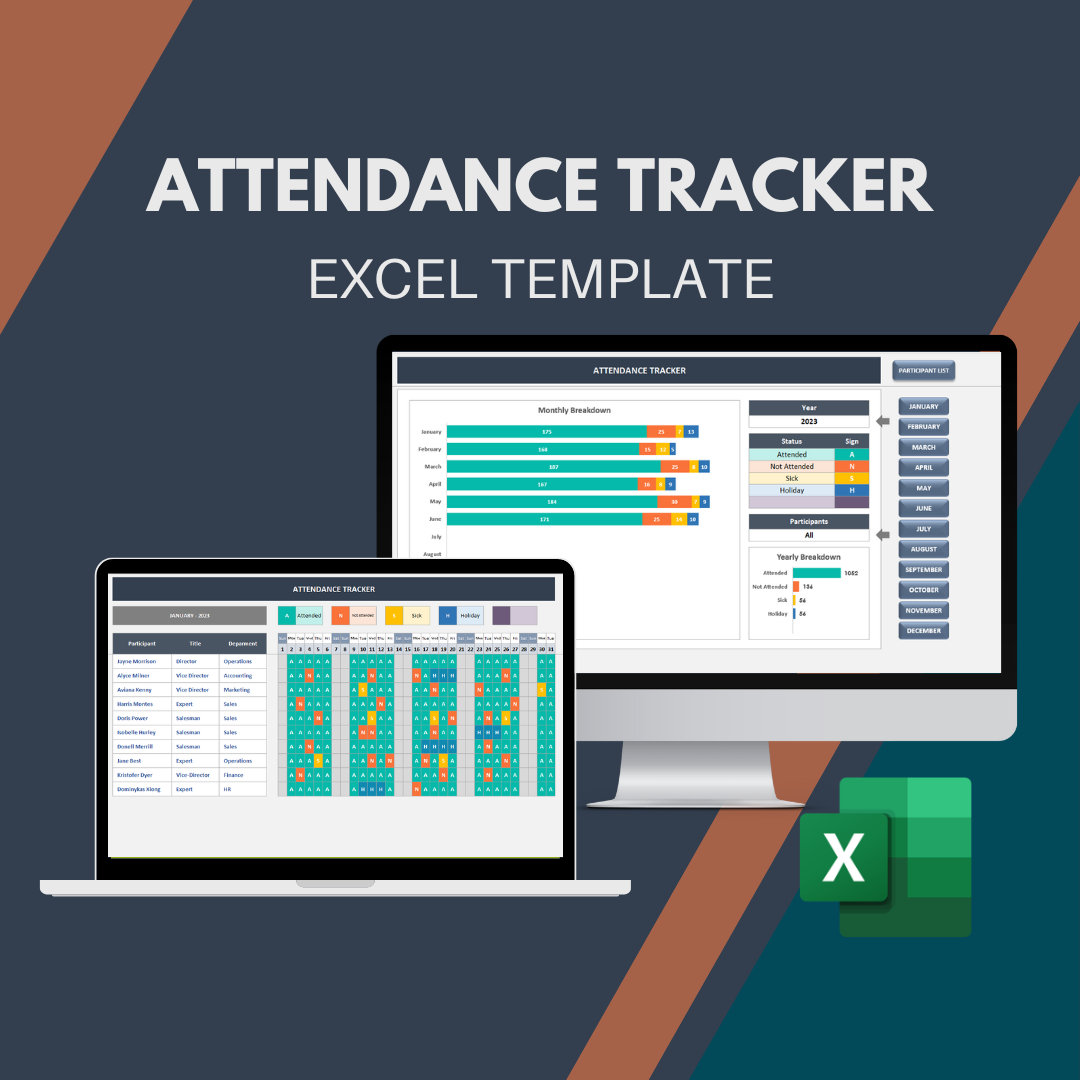 Attendance Tracker Excel Template: Monthly Timesheet (instant Download ...