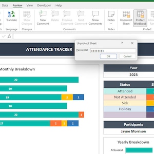 Attendance Tracker Excel Template: Monthly Timesheet (instant Download ...