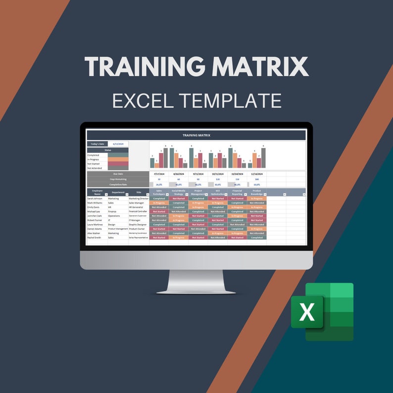 Training Matrix | Excel Template | Training Tracker | Employee Training | Team Training ...