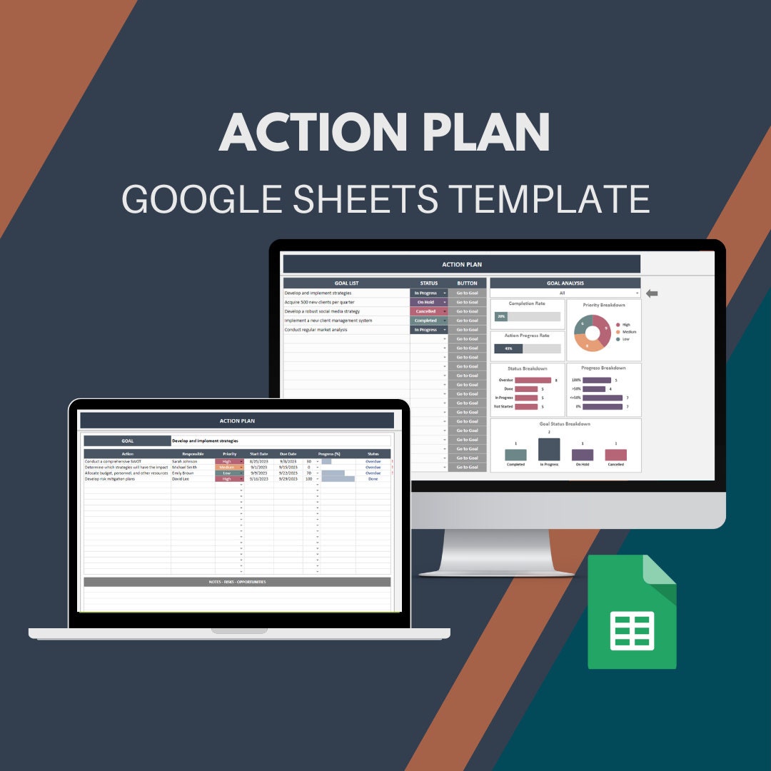 Action Plan Google Sheets Template | Project Action Tracker Spreadsheet ...