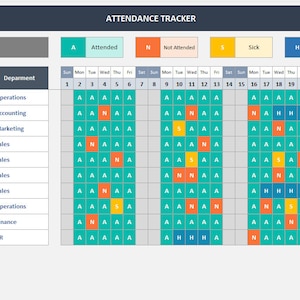 Attendance Tracker Excel Template: Monthly Timesheet (instant Download ...