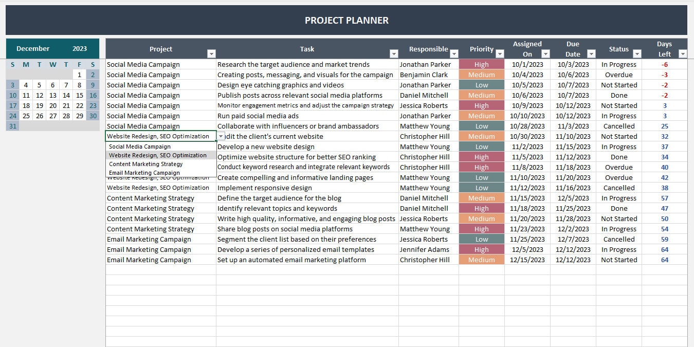 Project Planner | Excel Template | Project Plan Template | Excel ...