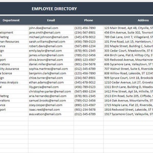 Employee Directory | Google Sheets Template | HR Directory | Employee ...