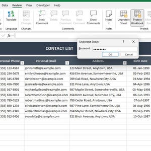 Contact List | Excel Template | Contact List Sheet | Telephone Contact ...