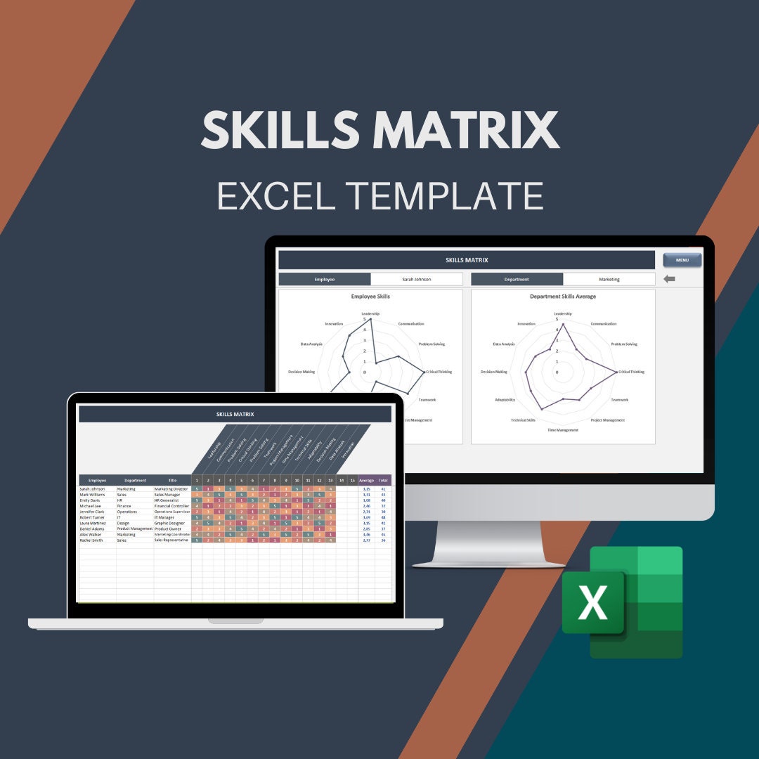 Skills Matrix Excel Template: Competency Matrix, Team Skill Assessment ...