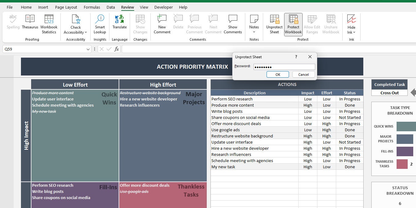 Action Priority Matrix Excel Template Action Priority Priority Matrix ...