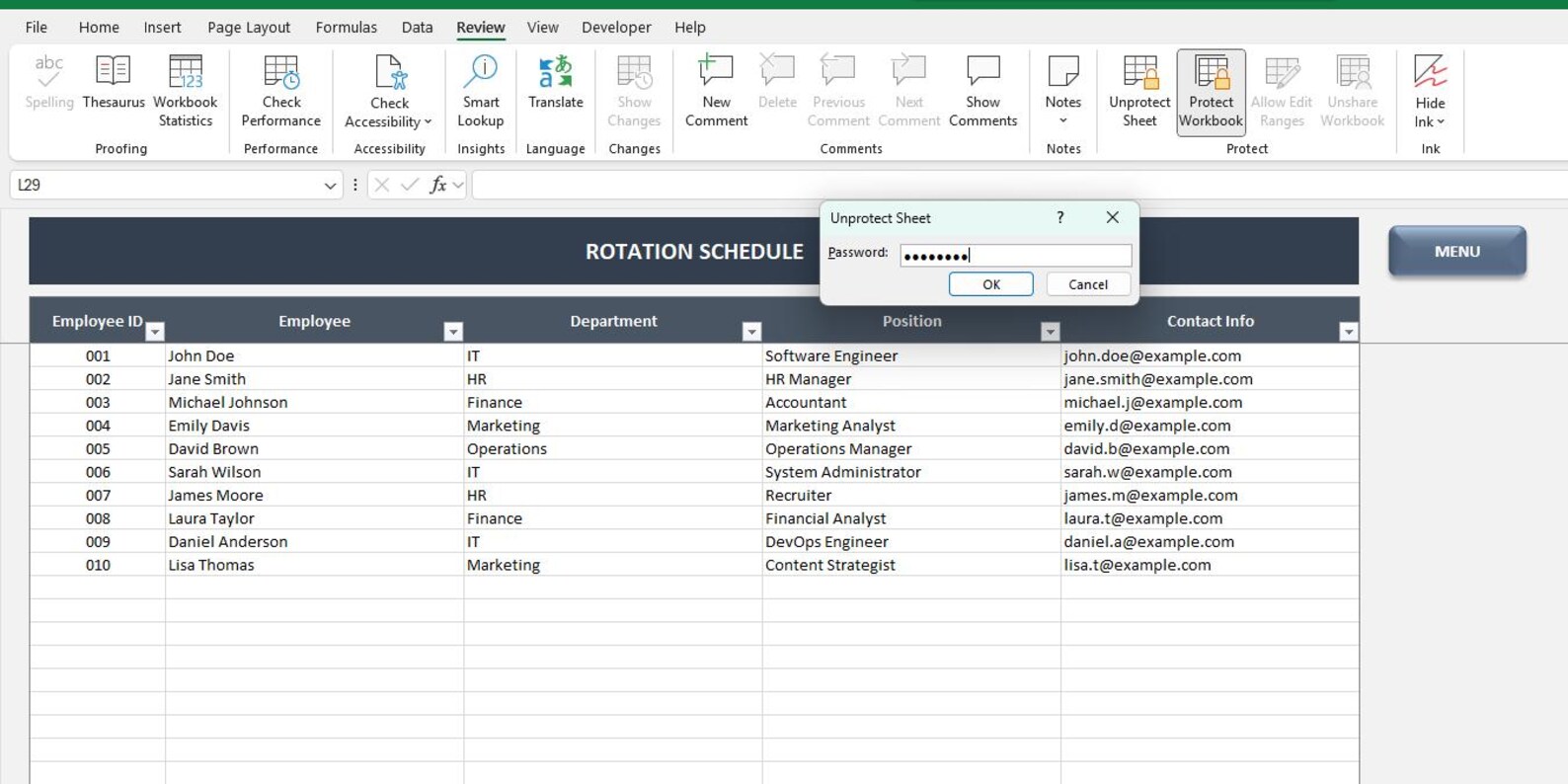 Employee Rotation Schedule: Excel Template, Shift Planner (printable ...