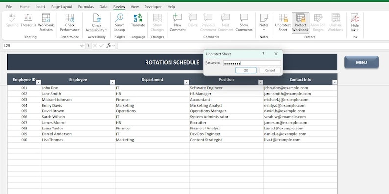Employee Rotation Schedule: Excel Template, Shift Planner (printable ...