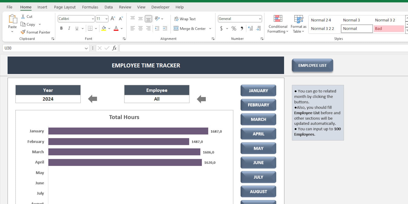 Employee Time Tracker Excel Template - Etsy