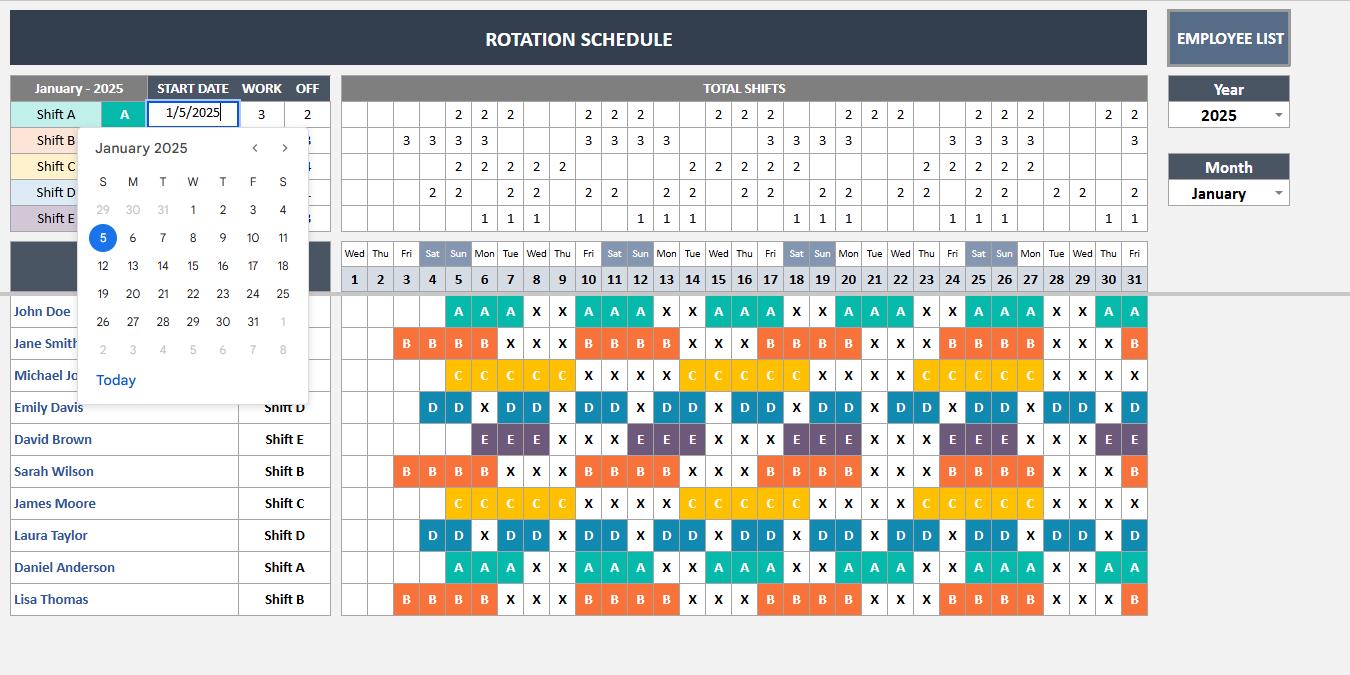 Rotation Schedule Template: Employee Shift Planner (google Sheets) - Etsy