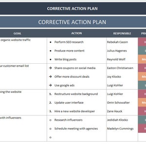 Corrective Action Plan: Project Management Excel Template - Etsy