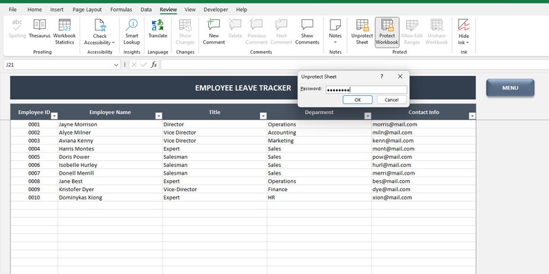 Employee Leave Tracker Excel Template: Absence Management, Time off ...