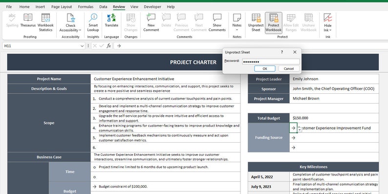 Project Charter Excel Template Business Charter Template Project Plan ...