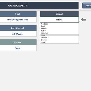 Password List Excel Template: Digital Password Manager - Etsy