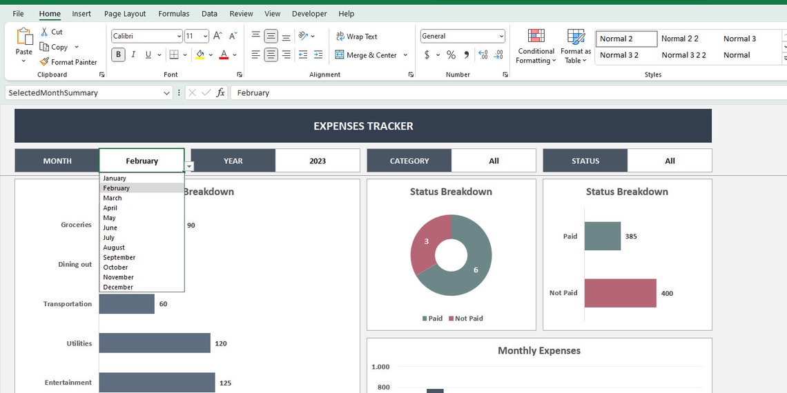 Expenses Tracker Excel Template Expenses Calendar Spending Tracker ...