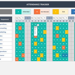 Attendance Tracker Excel Template: Monthly Timesheet (instant Download ...