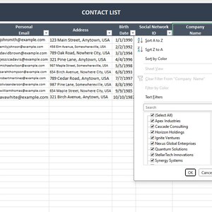 Contact List Excel Template Contact List Sheet Telephone Contact List ...