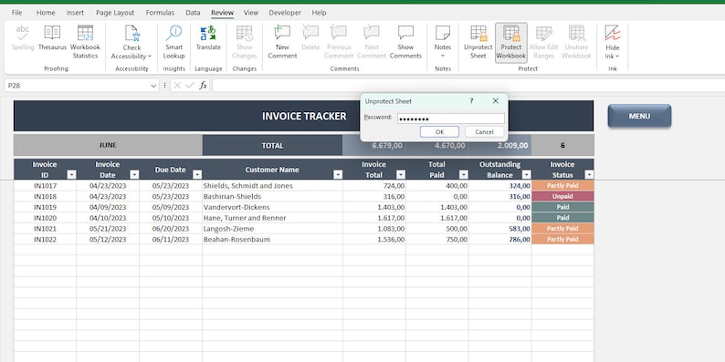 Invoice Tracker: Excel Template, Business Invoice Spreadsheet (instant ...