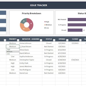 Issue Tracker Excel Template: Project Problem Log (digital Download) - Etsy