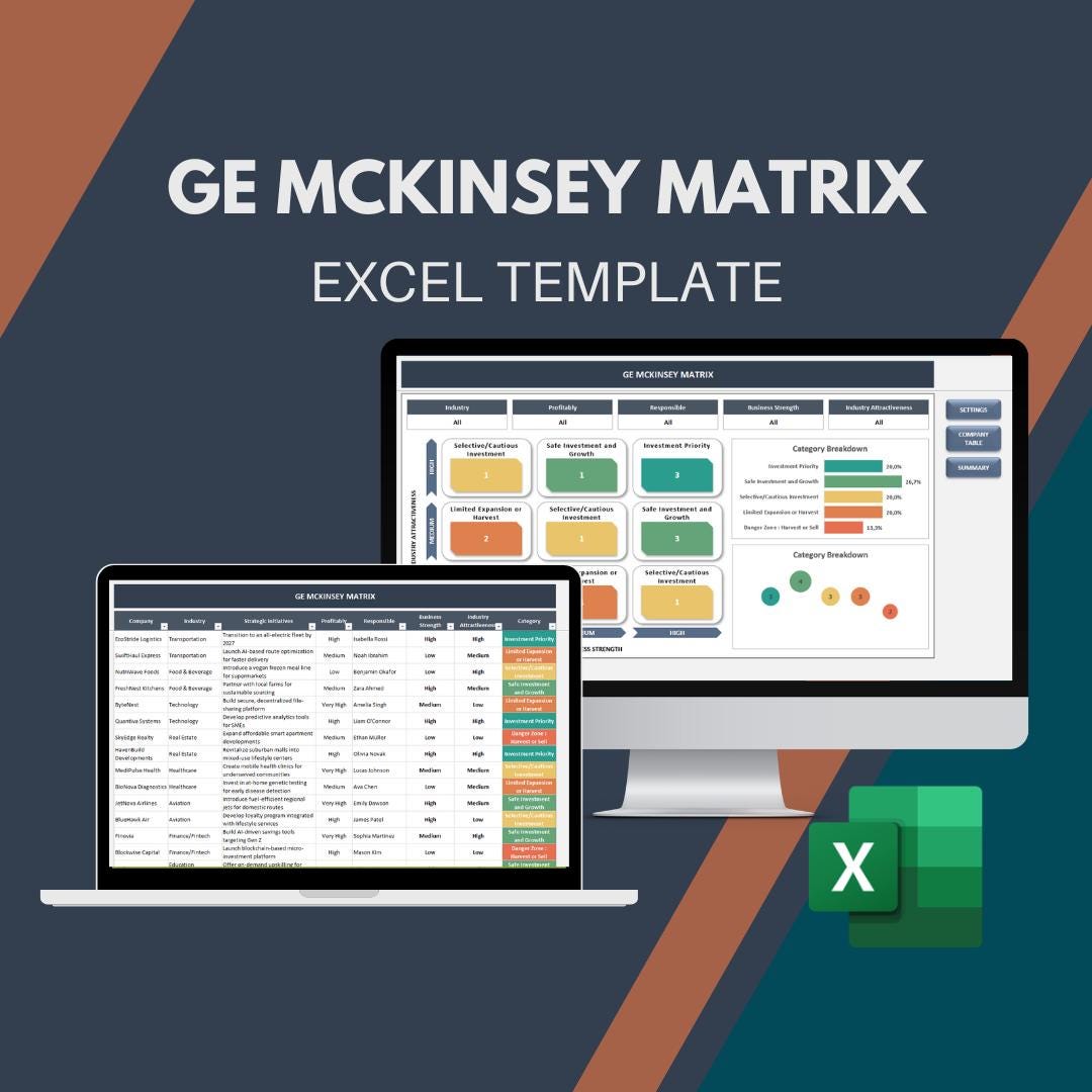 GE Mckinsey Matrix | Excel Template | GE Matrix | Mckinsey Matrix ...