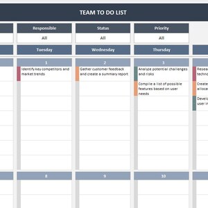 Team to Do List Excel Template: Employee Task Tracker (digital Download ...