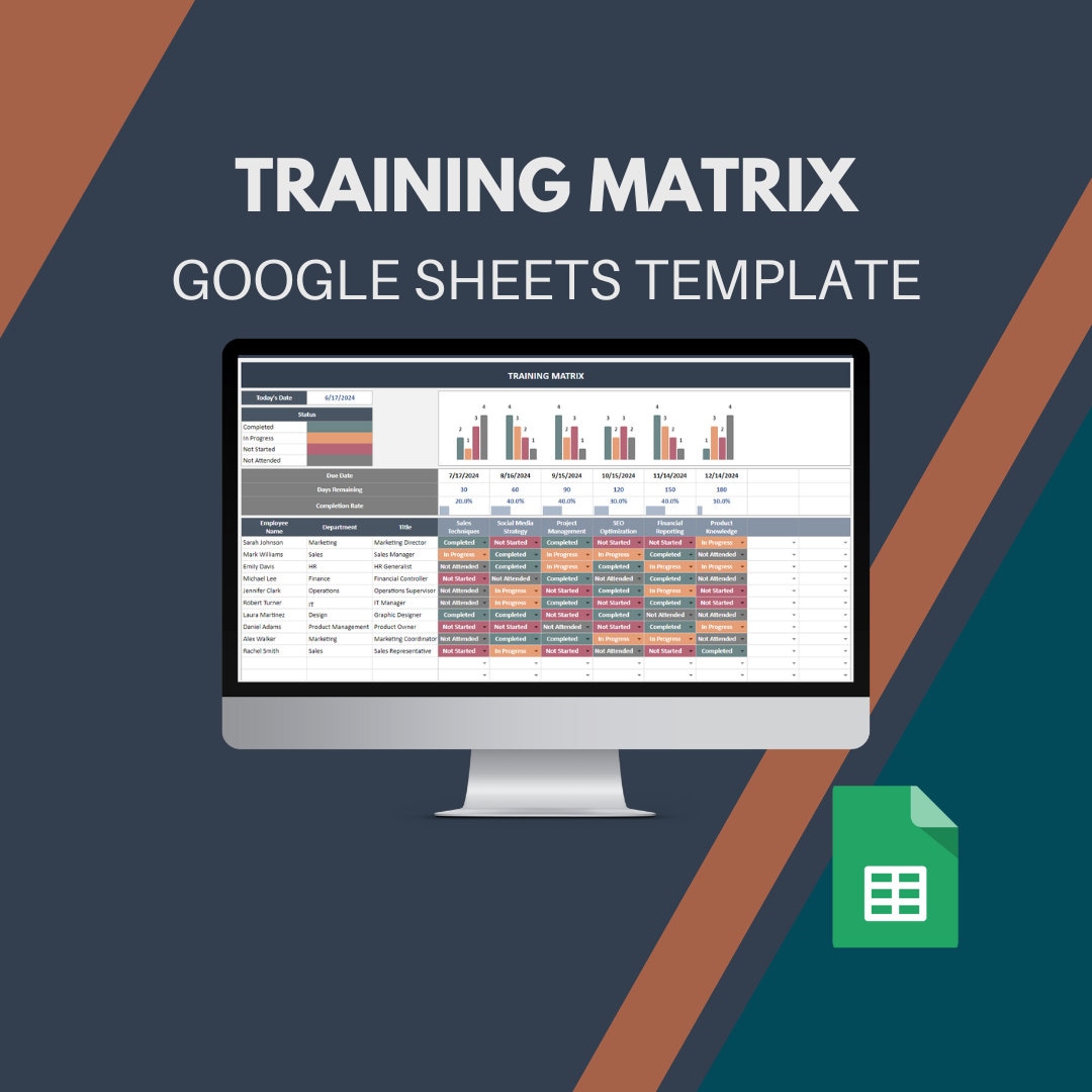 Training Matrix Google Sheets Template: Training Tracker - Etsy