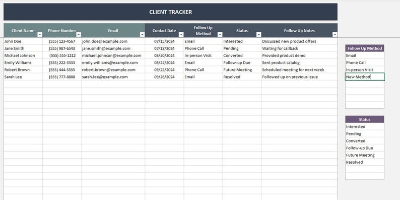 Client Tracker | Excel Template | CRM Template | Customer Tracker | Lead Tracker | Client ...