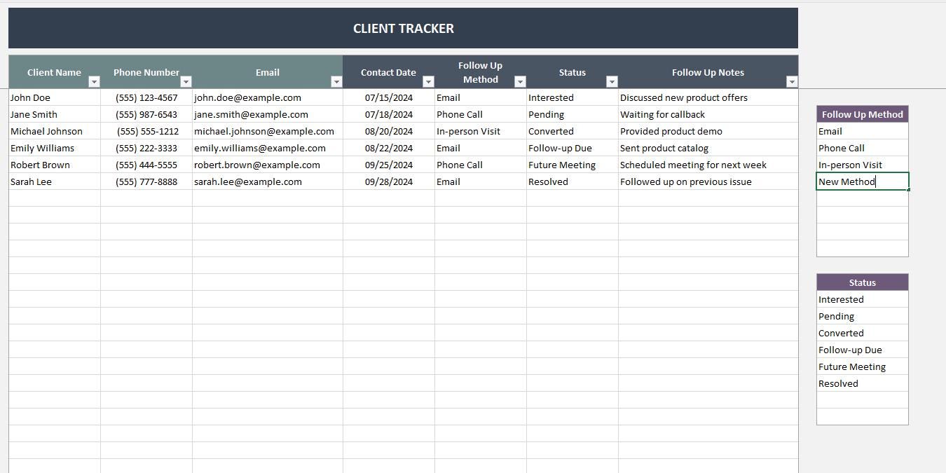 Client Tracker | Excel Template | CRM Template | Customer Tracker | Lead Tracker | Client ...