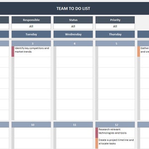 Team to Do List Excel Template Employee Task Tracker Todo List ...
