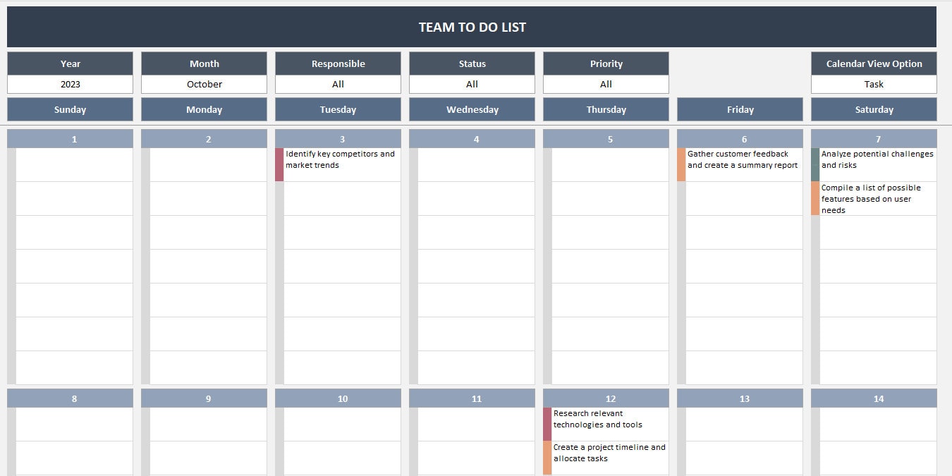 Team to Do List Excel Template Employee Task Tracker Todo List Spreadsheet Excel Task Tracker ...