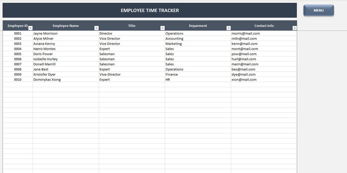 Employee Time Tracker Excel Template Employee Hour Tracker Employee ...