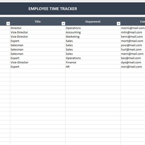 Employee Time Tracker Excel Template - Etsy