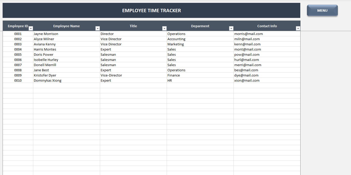 Employee Time Tracker Excel Template - Etsy