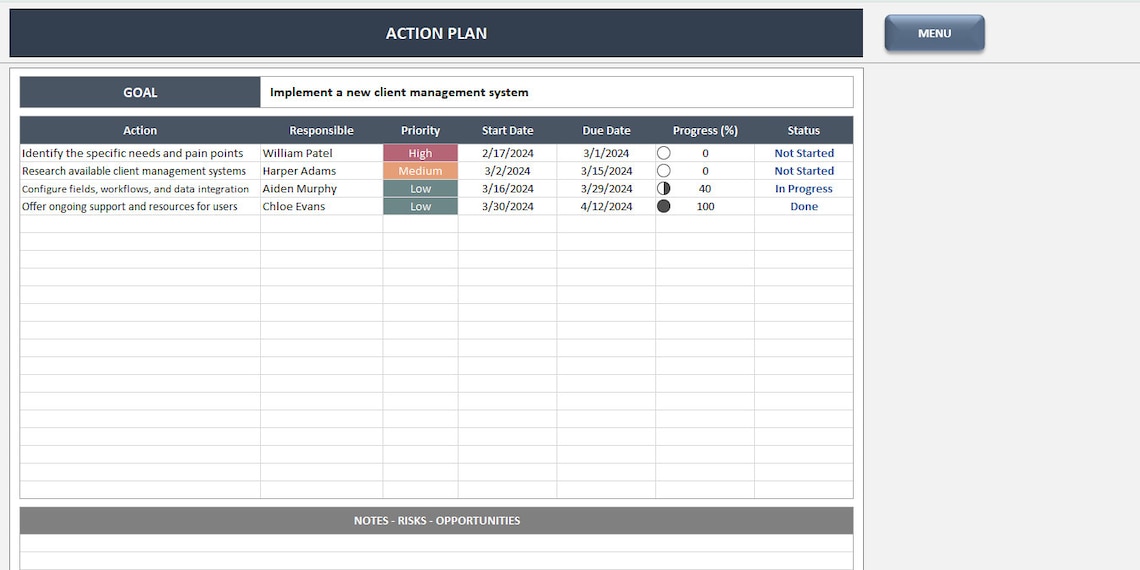 Action Plan Excel Template Action Plan Template Action Plan Worksheet ...