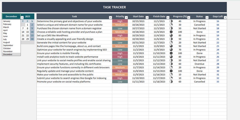 Task Tracker Excel Template: Productivity Planner (instant Download) - Etsy