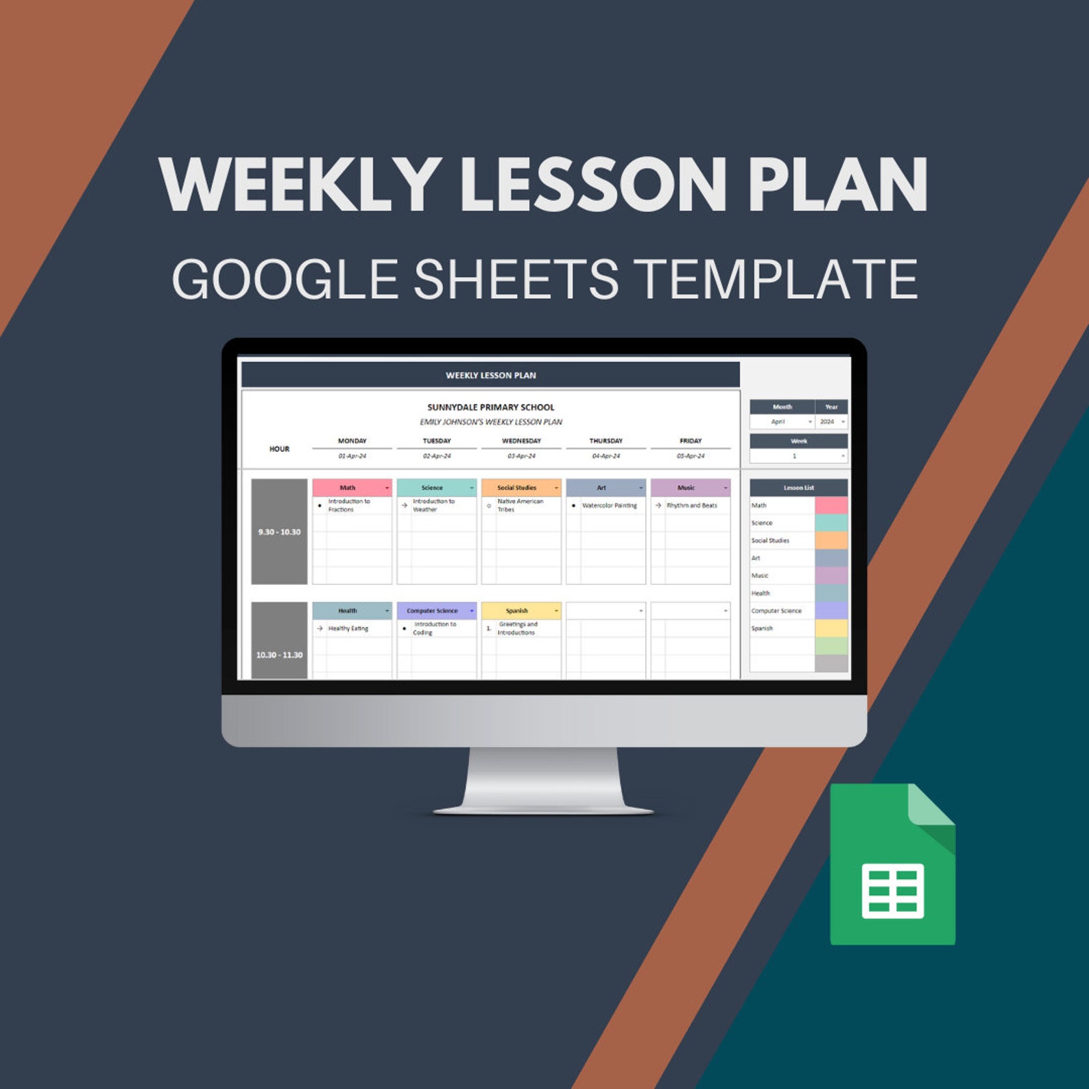 Weekly Lesson Plan | Google Sheets Template | Weekly Lesson Plan ...
