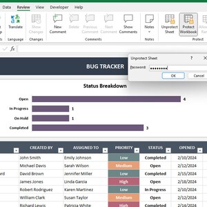 Bug Tracker | Excel Template | Bug Tracker Template | Issue Tracker | Bug Template | Bug ...