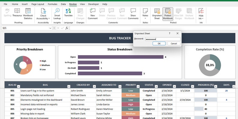 Bug Tracker Excel Template Bug Tracker Template Issue Tracker Bug ...