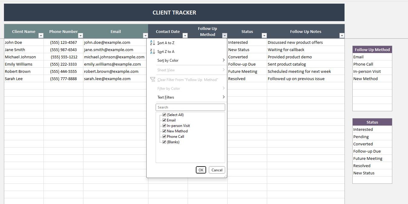 Client Tracker | Excel Template | CRM Template | Customer Tracker ...