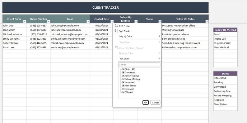 Client Tracker | Excel Template | CRM Template | Customer Tracker ...