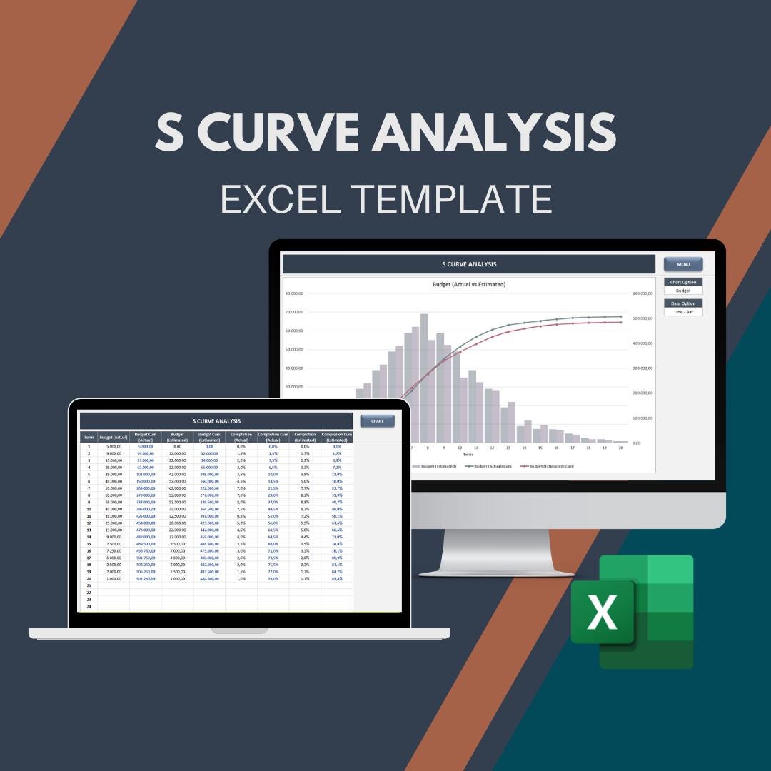 S Curve Analysis Excel Template: Construction Progress Tracker, Planned ...
