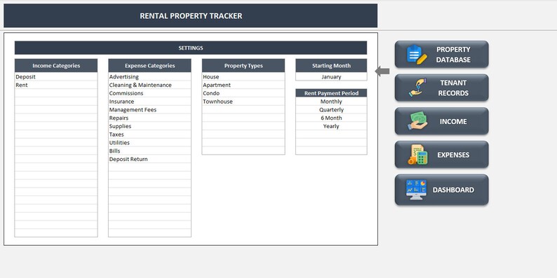 Rental Property Tracker | Excel Template | Rental Property Bookkeeping ...