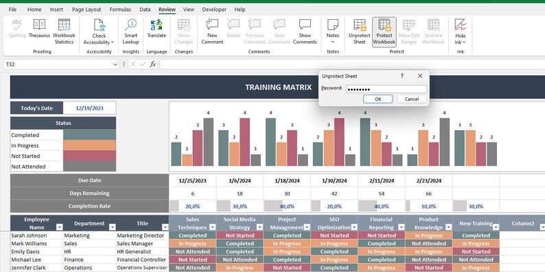 Training Matrix Excel Template Training Tracker Employee Training Team ...